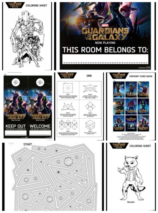 Guardians of the Galaxy Activity Sheets #GuardiansOfTheGalaxy
