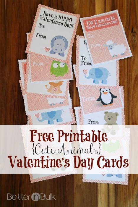 Cute Animal Valentine’s Day Cards {Free Printable}