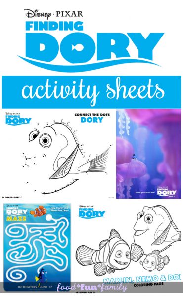 Finding Dory Coloring Pages and Activity Sheets